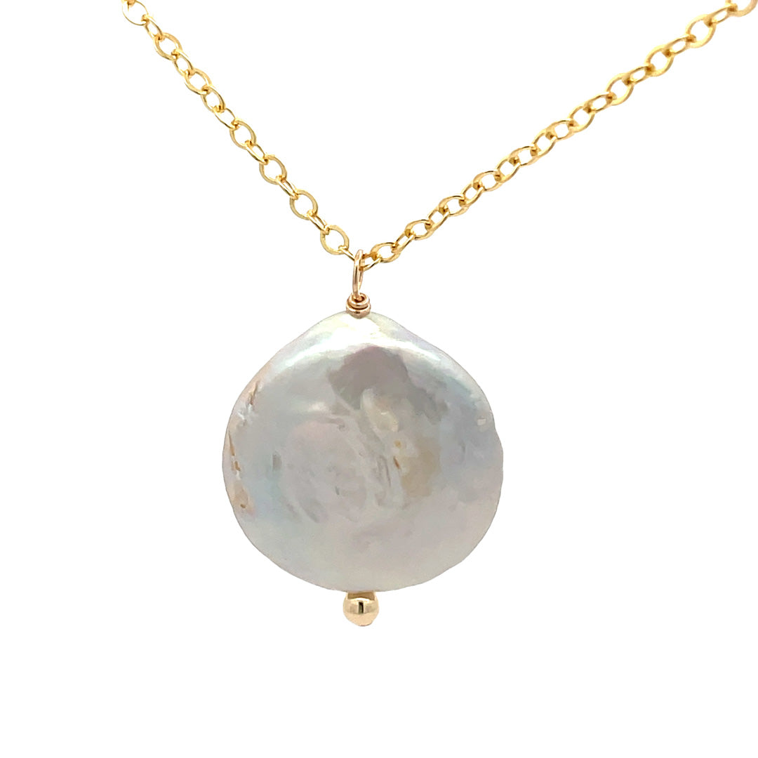 Large Coin Pendant Necklace | Elegant Pearl Jewelry – Summer Gems